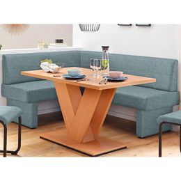 Home Affaire Eckbank &raquo;Nils&laquo; Sitz und R&uuml;cken gepolstert, verschiedene Qualit&auml;ten blau Holzwerkstoff, Massivholz, Polyester B/H/T: 182cm x 89cm x 142cm,