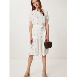 Happiness İstanbul Kleid Damen Gr&ouml;&szlig;e 38 ecru / hellblau / braun / dunkelgr&uuml;n