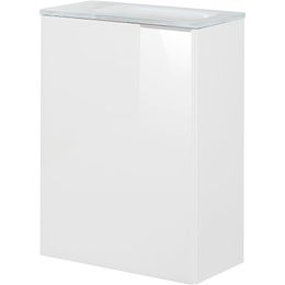 Fackelmann Waschtisch &raquo;SBC&laquo; Set, bestehend aus Becken, Beleuchtung und Unterbau, Breite ca. 45 cm wei&szlig; Glas, Holzwerkstoff B/H/T: 45cm x 61,5cm x 25cm