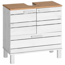 Home Affaire Waschbeckenunterschrank &raquo;JOSIE&laquo; Breite 60, aus Massivholz, Metallgriffe, 1 Schublade & 2 T&uuml;ren wei&szlig; Massivholz B/H/T: 60cm x 61,5cm x 