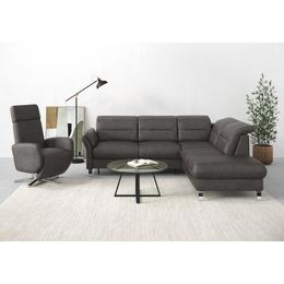 Sit & More sit&more Ecksofa &raquo;Grenoble L-Form mit Federkern&laquo; wahlweise mit Schlaffunktion, Bettkasten, Arm- und Kopfteilverstellung grau B/H/T: 247cm x 85cm x 