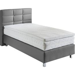 Westfalia Schlafkomfort Boxspringbett mit Kn&ouml;pfen in Kristalloptik, wahlweise mit Topper grau Bezug: Kunstleder, Polyurethan;Polsterung: 100% Polyester Kunstleder Mit 