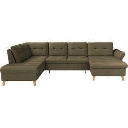 Sit & More sit&more Wohnlandschaft &raquo;G&ouml;teborg&laquo; inkl. Sitztiefenverstellung, wahlweise mit Bettfunktion & Bettkasten gr&uuml;n B/H/T: 327cm x 90cm x 226cm, NaturLEDER 