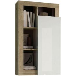 Home Affaire H&auml;ngevitrine &raquo;Hamburg, Breite 69 cm&laquo; H&ouml;he 126 cm braun Weiss, B/H/T: 69cm x 126cm x 30cm, T&uuml;ren: 1 Stk., Komplettausf&uuml;hrung