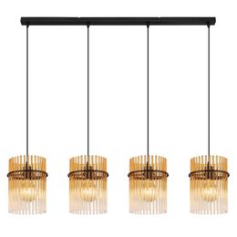 Globo LIGHTING H&auml;ngeleuchte &raquo;GORLEY&laquo; E27 1 Stk. H&auml;ngelampe Glasst&auml;be brombeerfarben klar verlaufend elegant Esszimmer gold H: 140cm, 1 Stk.