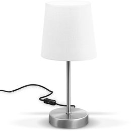 B.K.LICHT Tischleuchte E14 LED Nachttischlampe mit Schalter E14 IP20 Stoff taupe matt-nickel wei&szlig; 1, &Oslash; 10cm H: 30,8cm