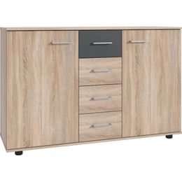 wimex Kombikommode &raquo;Taiga&laquo; obere Schublade in Absatzfarbe oder uni wei&szlig; grau Holzwerkstoff B/H/T: 130cm x 83cm x 41cm, 4 Stk., 2 Stk.