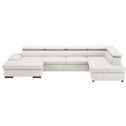 Sit & More sit&more Wohnlandschaft &raquo;Alcudia U-Form&laquo; wahlweise mit Schlaffunktion wei&szlig; B/H/T: 349cm x 73cm x 226cm, NaturLEDER , Ottomane rechts,mit 