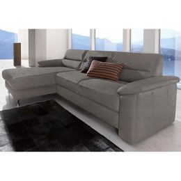 Sit & More sit&more Ecksofa &raquo;Ascara L-Form&laquo; inklusive Boxspring/Federkern-Polsterung, wahlweise mit Schlaffunktion grau NaturLEDER (echtes Rindsleder), Korpus in