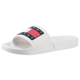 Tommy Jeans Damen Pantolette &raquo;Tommy Jeans FLAG POOL SLD ESS&laquo; , Sommerschuh, Schlappen mit farbiger Logoflagge beige 40