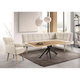 exxpo - sofa fashion Eckbank &raquo;Latte&laquo; moderne Sitz- und R&uuml;ckensteppung, bequem und elegant, hoher Holzfu&szlig; 94% PES, 6% NY B/H/T: 234cm x 95cm x 156cm, 