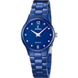Festina Damen Keramikuhr &raquo;Ceramic&laquo; Quarzuhr, Armbanduhr, Damenuhr, Keramik, analog blau Einheitsgr&ouml;&szlig;e