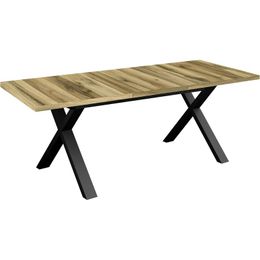 M&auml;usbacher Esstisch Metallgestell in X-Form, ausziehbar braun B/H/T: 140cm x 73cm x 90cm