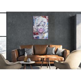 &Ouml;lgem&auml;lde &raquo;handarbeit gerahmt POP ART PORTRAIT 60x90 cm &ndash; Wandbild&laquo; Frau Pop Art Portrait 1 Stk. tlg. handgefertigt, jedes Bild ein Unikat, 