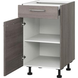 KOCHSTATION Unterschrank &raquo;KS-Trea US60&laquo; mit einem Auszug und einer T&uuml;r, Einlegeboden, Breite 60 cm, H&ouml;he 75 cm grau eichefarben grau, B/H/T: 60cm x 