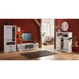 OTTO home Highboard Stauraumschrank aus massivem Kiefernholz, Breite 120 cm wei&szlig; B/H/T: 120cm x 130cm x 35cm