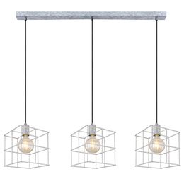 Globo LIGHTING H&auml;ngeleuchte &raquo;MERRIL&laquo; E27 1 Stk. Zinkfarbene H&auml;ngeleuchte mit Betonstahl-K&auml;figen, E27 3x60W silber 3, H: 129cm, 1 Stk.