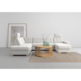 Sit & More sit&more Wohnlandschaft &raquo;Quincy U-Form&laquo; wahlweise mit Schlaffunktion und Bettkasten silber B/H/T: 312cm x 82cm x 213cm, Struktur, Ottomane links,mit 