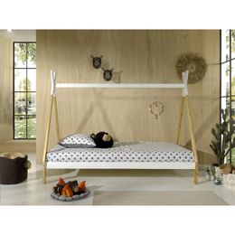 Vipack Kinderbett &raquo;TIPI, Kiefer massiv, 2-farbig lackiert, mit Rolllattenrost&laquo; B/H/T ca. 206x158,2x98cm, Querstange kann h&uuml;bsch dekoriert werden, 90/200, 