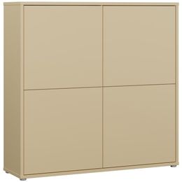 FORTE Highboard &raquo;Alice Springs&laquo; Grifflos,Push to open, Stauraum beige Holzwerkstoff B/H/T: 124,5cm x 121,5cm x 34,9cm, 4 Stk.