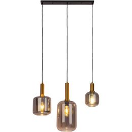 N&auml;ve n&auml;ve Pendelleuchte &raquo;Fumo&laquo; E27 1 Stk. aus Metall in Schwarz/Gold und Rauchglas, L&auml;nge ca. 83 cm, H&ouml;he 150 cm schwarz 3, H: 150cm, 1 Stk.
