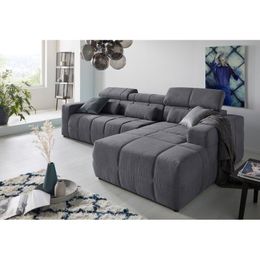 DOMO collection Ecksofa &raquo;BRANDON 289x177x80 cm, whlw. mit Sitztiefenverstellung, L-Form&laquo; mit Kopfteilverstellung, wahlweise Sitztiefenverstellung, L-