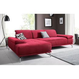 OTTO home Ecksofa &raquo;Caluna&laquo; Inkl.Sitztiefenverstellung, wahlweise mit Kopf- und Armteilverstellung rot Flachgewebe Mura: (100% Polyester);Luxus-