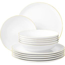 Seltmann Weiden Tafelservice &raquo;Teller Set, Geschirr-Set Liberty Goldrand&laquo; Geschirr, gold, Made in Germany, 12 Teile, f&uuml;r 6 Personen gold Porzellan 12 Stk.