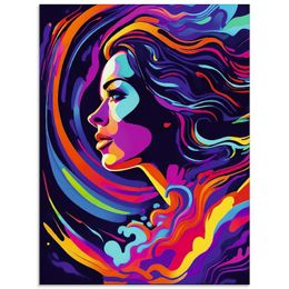 Artland Glasbild &raquo;Frau in bunten Farben&laquo; Bilder von Frauen 1 Stk. tlg. in verschiedenen Gr&ouml;&szlig;en bunt Glas B/H/T: 45cm x 60cm, Glasbild Bilder von Frauen 