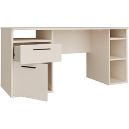 FORTE Schreibtisch &raquo;Tezaur&laquo; mit Schubkasten und T&uuml;r, B/H/T 160/75,7/72 cm beige B/H/T: 160cm x 75,7cm x 72cm