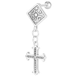 Firetti Damen Single-Ohrstecker &raquo;Schmuck Geschenk Ohrschmuck einzeln Kreuz&laquo; mit Zirkonia (synth.) silber Edelstahl