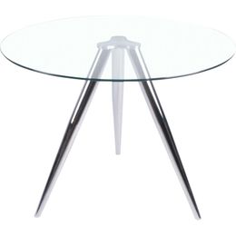 Salesfever Esstisch mit modernem Chrom Gestell transparent B/H/T: 100cm x 75cm x 100cm