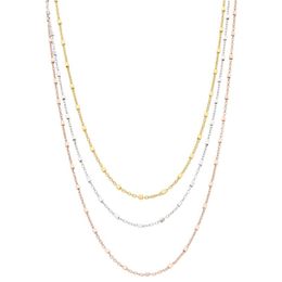 Firetti Damen Kette ohne Anh&auml;nger &raquo;Schmuck Geschenk Silber 925 Halsschmuck Halskette 3-reihig tricolor&laquo; rosa Silber 925 (Sterlingsilber), L: 45 B: 