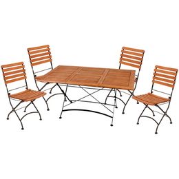 Garden Pleasure Garten-Essgruppe &raquo;WIEN&laquo; 5 Stk. tlg. mit ausziehbarem Tisch braun FSC -zertifiziertes Massivholz, Stahl B/H/T: 290cm x 89cm x 150cm, ausziehbar 