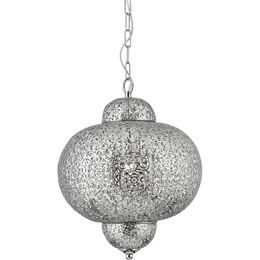 Searchlight Pendelleuchte &raquo;Fretwork-Pendelleuchte - Lasergeschnittenes Nickelmetall&laquo; E27 1 Stk. silber H: 37cm, 1 Stk.