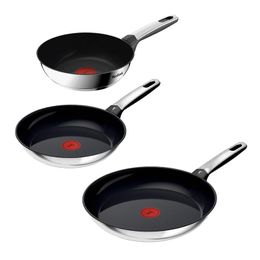 Tefal Pfannen-Set &raquo;Emotion+&laquo; Edelstahl Set, 3 tlg. Premium Edelstahl, Induktion, sp&uuml;lmaschinenfest, hochglanzpoliert schwarz Einheitsgr&ouml;&szlig;e