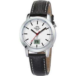 MASTER TIME Damen MASTER TIME Funkuhr &raquo;Basic&laquo; Armbanduhr, Quarzuhr, Damenuhr, Datum, Lederarmband schwarz Einheitsgr&ouml;&szlig;e