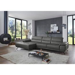 Die PlanBar Ecksofa &raquo;PN-EM19074, L-Form, Breite 343 cm&laquo; inkl. Sitztiefen- und Kopfteilverstellung B/H/T: 343cm x 193cm, Glattleder TORRO, Ottomane 