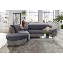Trendmanufaktur Ecksofa &raquo;Rondo 3, zeitlos & bequem, Materialmix, L-Form, Breite 265cm&laquo; wahlweise mit Federkern f&uuml;r mehr Komfort, wahlweise mit 