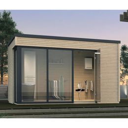Weka Gartenhaus &raquo;WekaLine 412 Gr.2&laquo; beige Massivholz Fu&szlig;boden im Gartenhaus, selbstklebende Dachbahnen