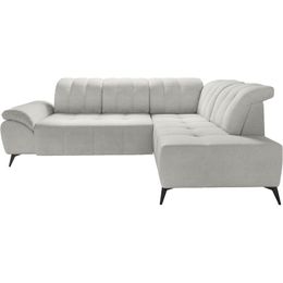 Home Affaire Ecksofa &raquo;Lazio modern und bequem, schmale Armlehnen, tolle Detailverarbeitung&laquo; grau 100% Polyester B/H/T: 272cm, Microfaser, Ottomane 