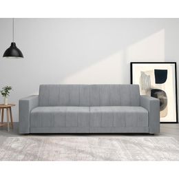 3-Sitzer &raquo;Allie II Schlafsofa 225 cm&laquo; Bett-Funktion (108/190cm), R&uuml;ckenlehne 2-teilig, mit Steppung grau 100% Polyester B/H/T: 225cm x 82cm x 91cm, 