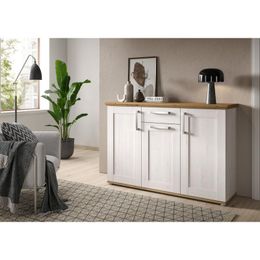 Home Affaire Kommode &raquo;COSENZA, Breite 137 cm, 3 T&uuml;ren, 1 Schubkasten&laquo; in Landhausoptik, Anrichte, Schrank, Sideboard wei&szlig; Holzwerkstoff B/H/T: 137cm x