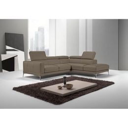 Egoitaliano Ecksofa &raquo;Claudie, Designsofa mit extrakomfortablem Sitzkomfort, L-Form&laquo; Inkl. Kopfteilverstellung, L-Form grau Luxus-Microfaser (100% Polyester) Leder