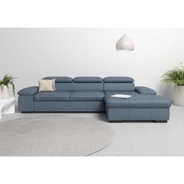 OTTO home Ecksofa &raquo;Alberto L-Form&laquo; mit Kopfteilverstellung, wahlweise mit Schlaffunktion blau Luxus-Microfaser Lederoptik (100% Polyester);Luxus-