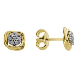 Firetti Damen Paar Ohrstecker &raquo;Schmuck Geschenk Gold 333 Ohrschmuck Ohrringe Quadrat&laquo; mit Brillanten 0,12, 0,12 P2 = erkennbare Einschl&uuml;sse, Diamanten