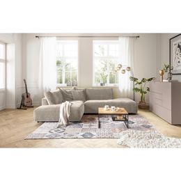 Musterring Ecksofa &raquo;Lucia bequem, elegant & zeitlos, elegante Sofa ohne Armlehnen&laquo; mit gro&szlig;em Longchair, verschiedene Farben, B304 x T224 cm silber 100% 