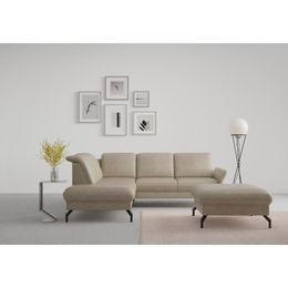 Sit & More sit&more Ecksofa &raquo;Fashion L-Form&laquo; wahlweise mit Kopfteilverstellung und Vorziehsitz, motorisch beige B/H/T: 250cm x 84cm x 207cm, Luxus-Microfasermit 