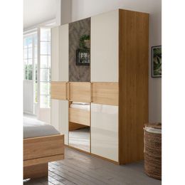 Wiemann Kleiderschrank &raquo;Kiruna&laquo; mit Champagnerglas und Spiegel braun Floatglas, Holz teilmassiv, Kristallglas B/H/T: 148,4cm x 197cm x 58cm