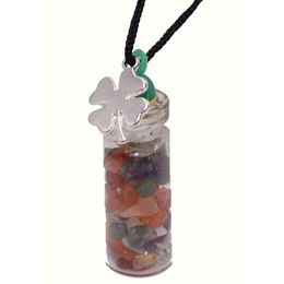 Firetti Damen Kette mit Anh&auml;nger &raquo;Schmuck Geschenk Gl&uuml;cksflasche&laquo; Made in Germany - mit Achat bunt Baumwolle Edelstahl Glas, L: 80 B: 2mm